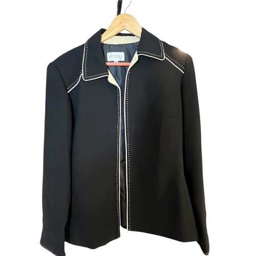 Vintage 1990’s Black Studio 1 jacket with ecru stitching and ecru ...