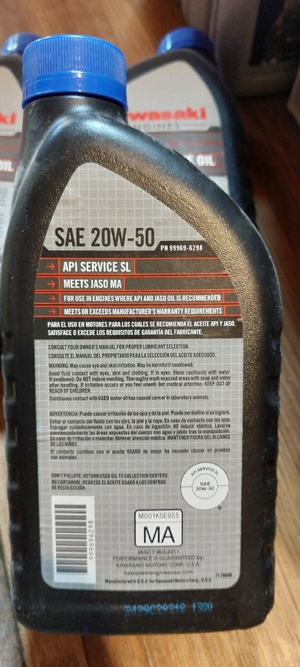 2 Quarts Kawasaki K-Tech SAE 20W-50 Engine Oil Quart #99969-6298 | eBay