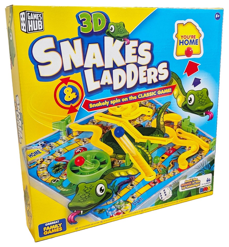 3D Snakes and Ladders Kids Childrens Board Game & Pieces Traditional ...