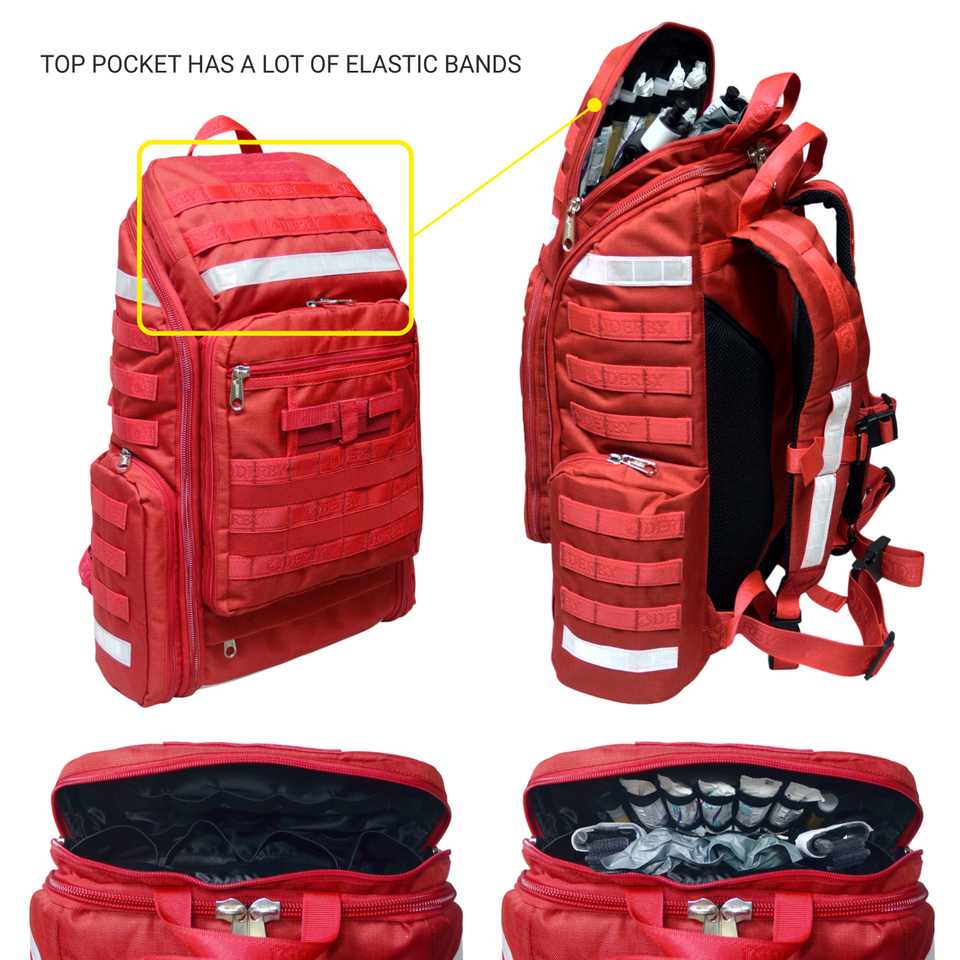 DERBY 32L Tactical Medical Backpack Red MOLLE IFAK Trauma Bag First Aid ...
