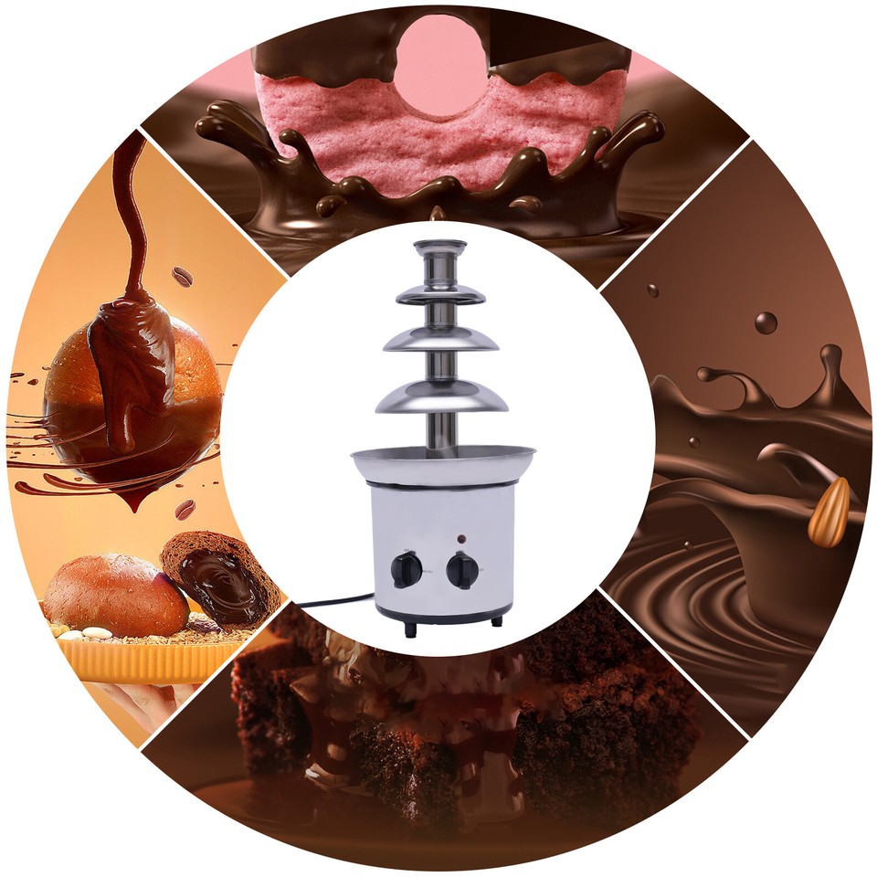 Home,Commercial 4 Tier Chocolate Fondue Fountain Cheese Melting Machine ...