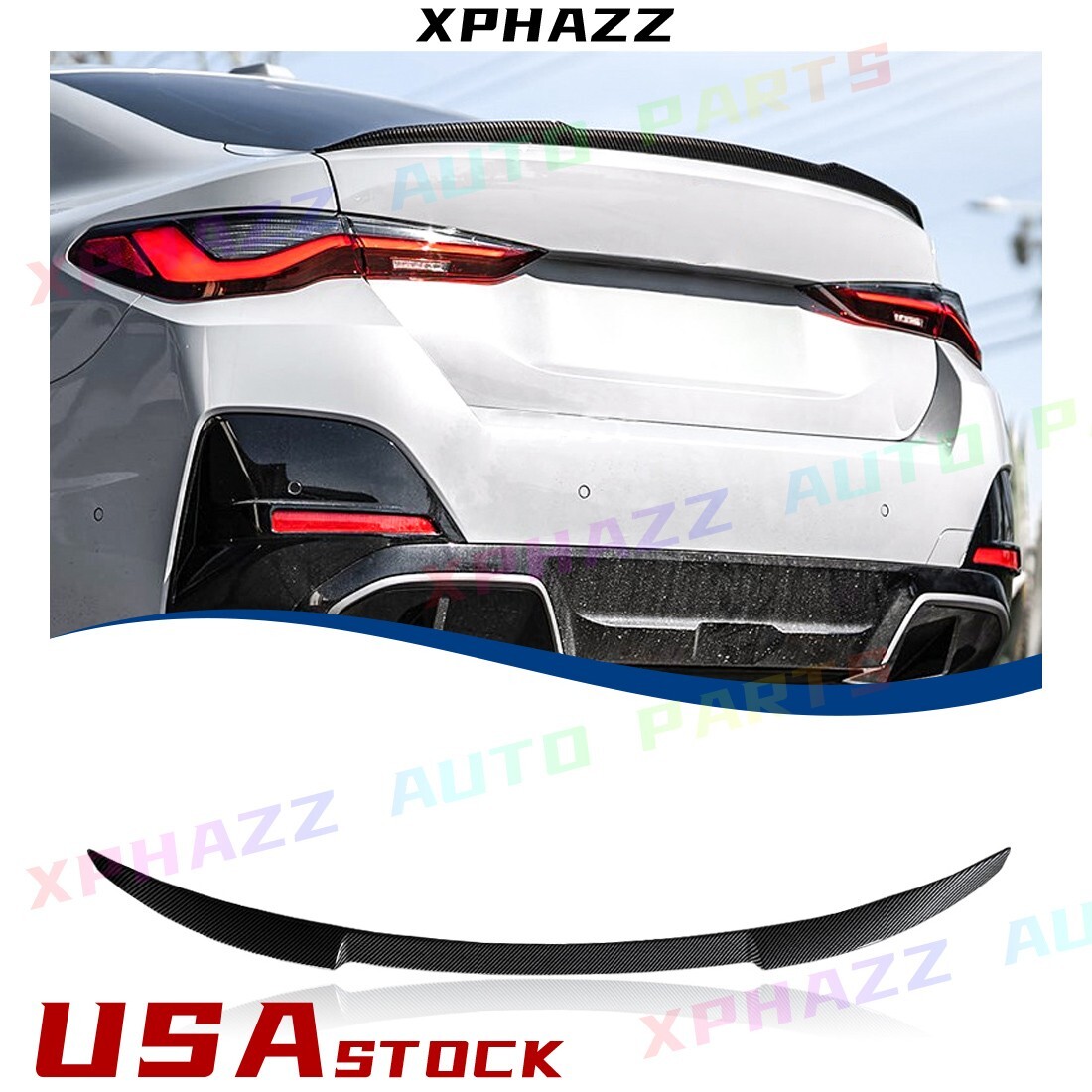 Carbon Look Spoiler For 21-25 BMW G26 i4 Gran Coupe 440i 430i ABS Rear ...
