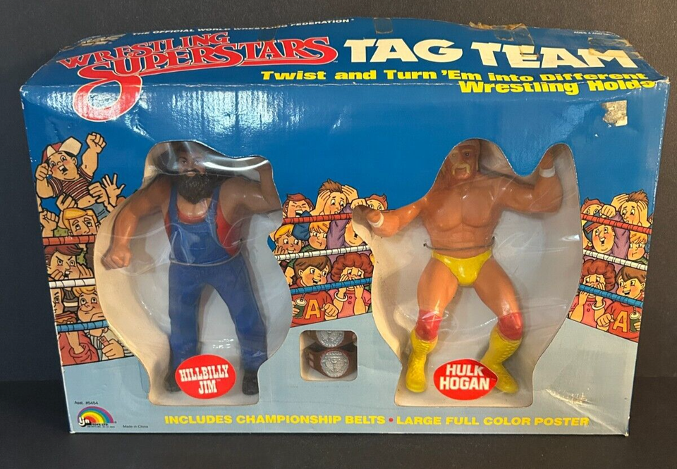 1985 Hillbilly Jim & Hulk Hogan Tag Team 2-Pack WWF Vintage 80's LJN ...