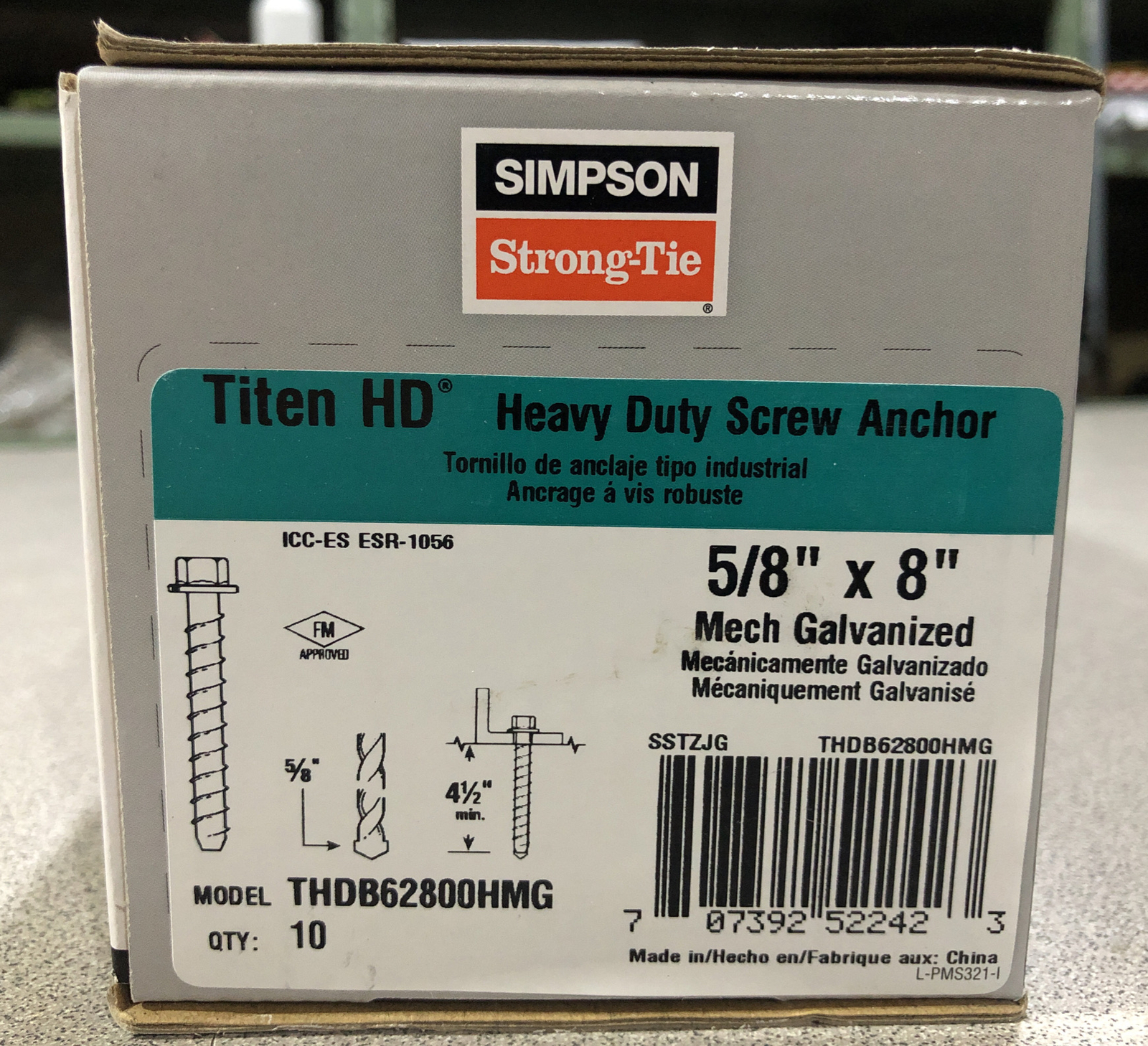 Simpson Strong Tie THDB62800HMG 5/8-inch by 8-inch Mechanical ...