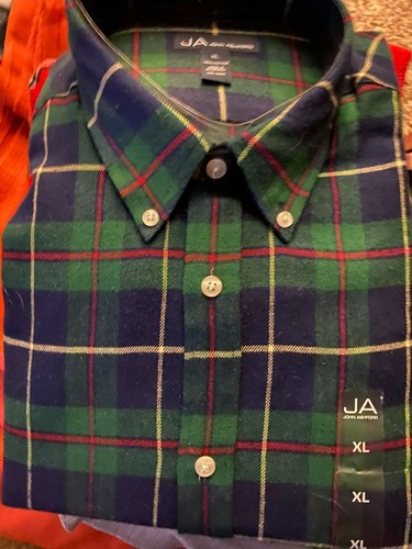 Mans XL Flannel shirt, Green and Blue with Red and White stripes New ...