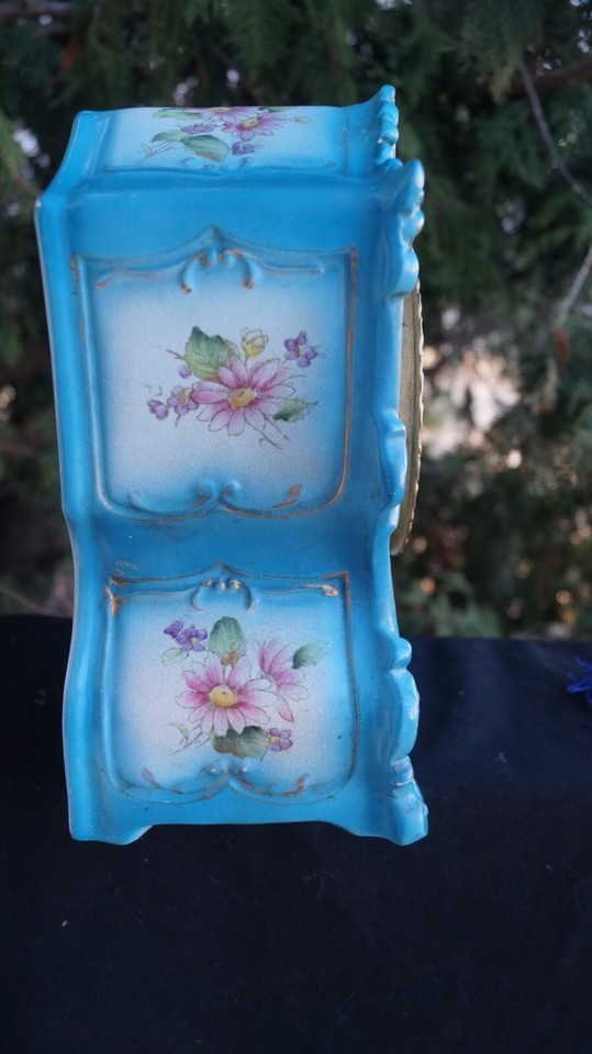 Antique 1902 Gilbert #428 Porcelain Mantle Parlor Clock - VIBERANT BLUE ...