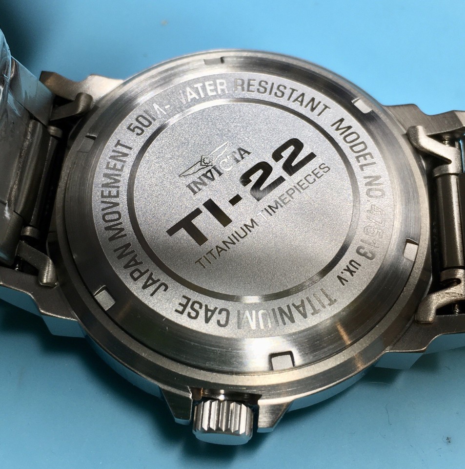 INVICTA T-22 TITANIUM 44MM SEIKO VH63 JAPAN QUARTZ BLACK DIAL DAY DATE ...