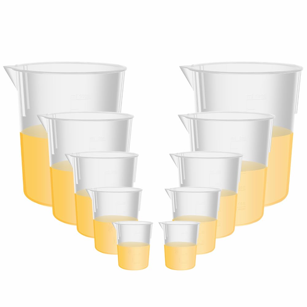 Scientific Plastic Beaker Set, 5 Sizes 50Ml 100Ml 250Ml 500Ml 1000Ml ...