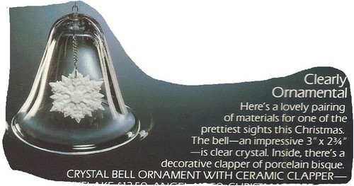 VTG 1984 Avon GALLERY ORIGINALS CRYSTAL BELL Ornament-NEW IN BOX-FREE ...