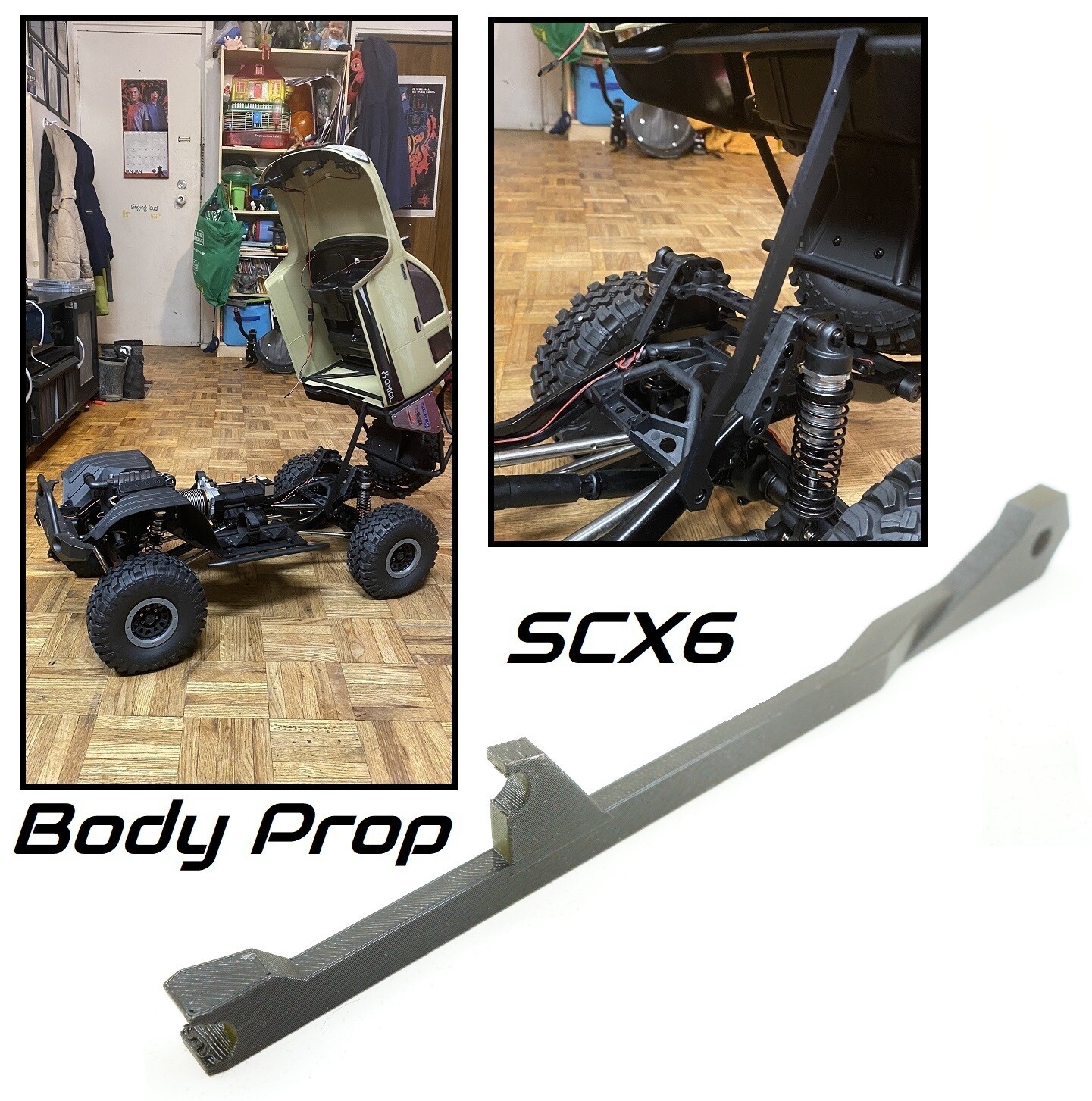 Custom Body Prop Rod Upgrade for Axial SCX6 Honcho - holds the body up ...