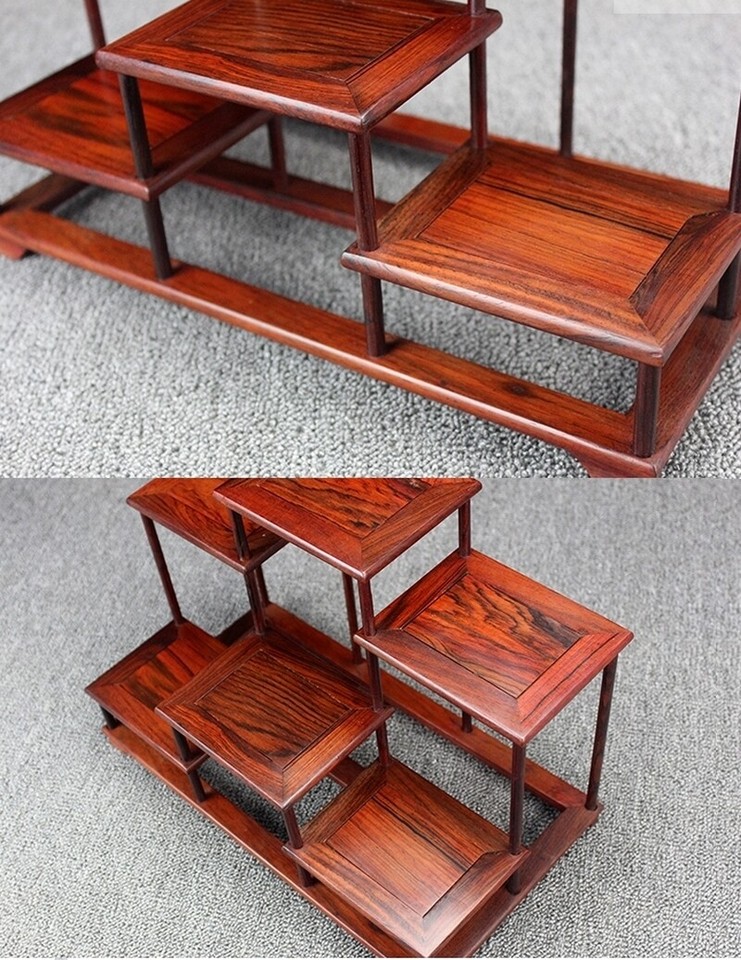 Rosewood Display Base Crafts Stand Stone Bonsai Plant Pot Vase Rack ...