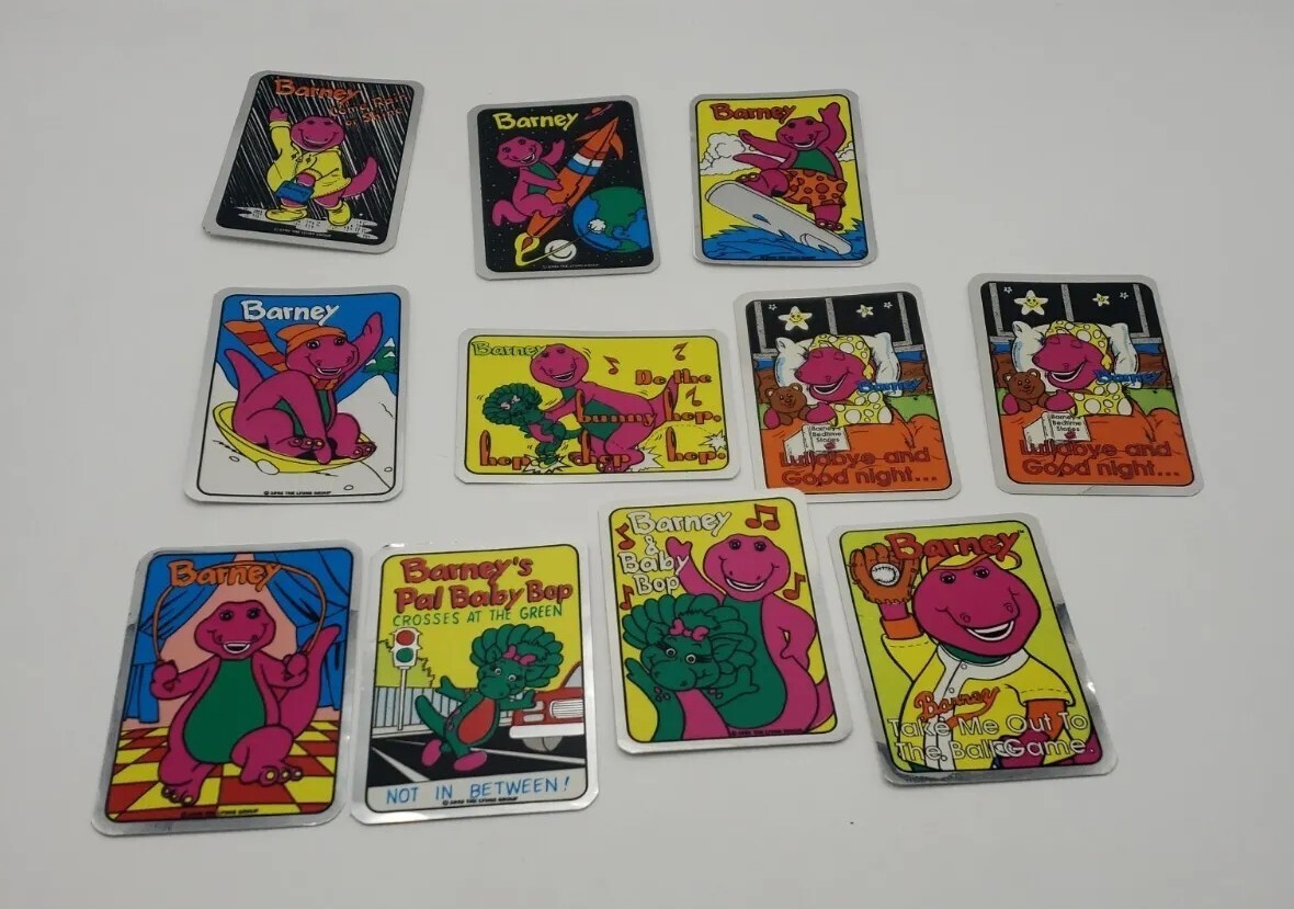 Vintage 90s Stickers Lot of 10 BARNEY FOIL MYLAR Vending Machine ...