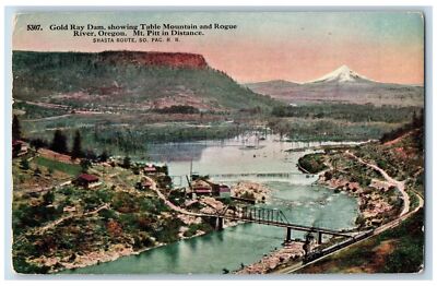 Rogue River Oregon OR Postcard Gold Ray Dam Table Mountain Shasta Rouge ...