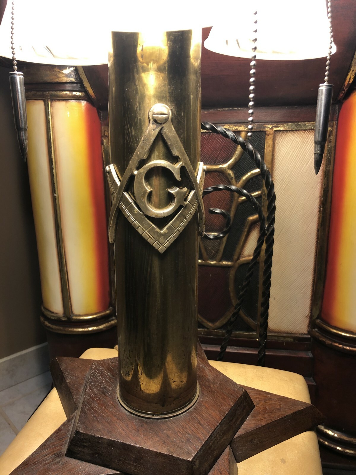 WW1 Freemason Masonic Lamp 1915 Artillery Shell Trench Art SUPER RARE ...