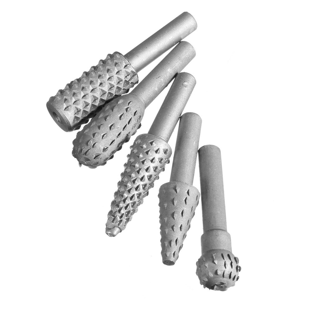 5pcs Shank Rotary Rasp Burr Set Drill Bit Wood Carving Woodworking File ...
