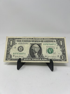 Binary 6s 7s Fancy Serial Number One Dollar Bill B67676667C Mini Super ...