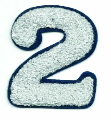 2" x 2 1/4" Grey Chenille Blue Felt Kid Varsity Number 2 Sticker Patch ...
