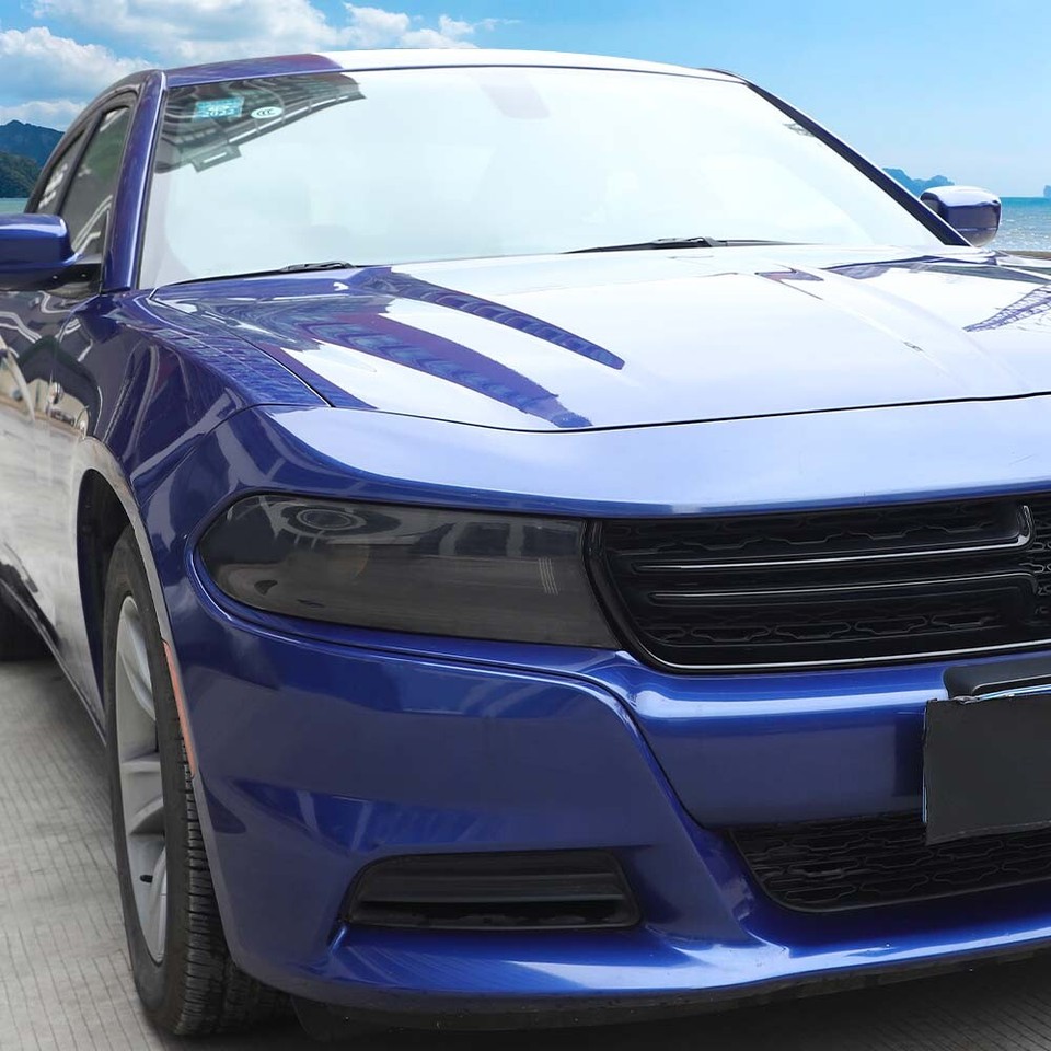 Smoked Black Front Head Light Lamp Guard Decor Cover Trim For Dodge ...