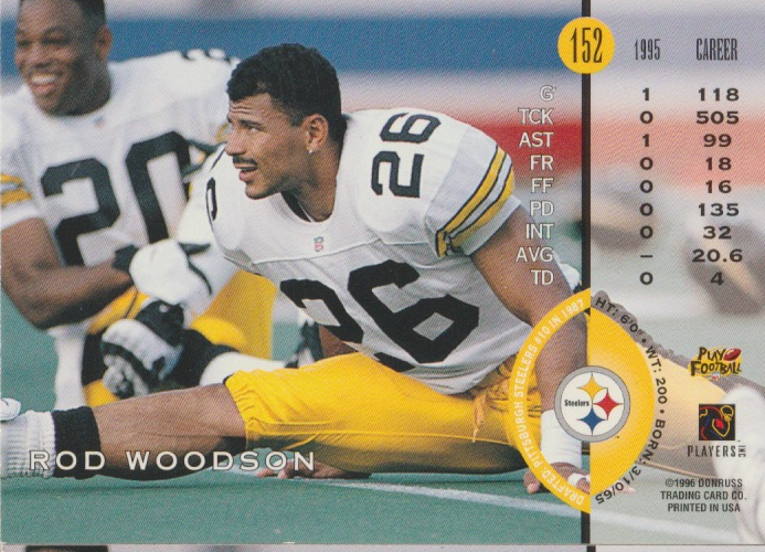 Rod Woodson 1996 Donruss vintage football trading card 152 | eBay