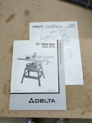 1340213 Instruction/Parts Manual Fits Delta Table Saw Model 34-670 | eBay