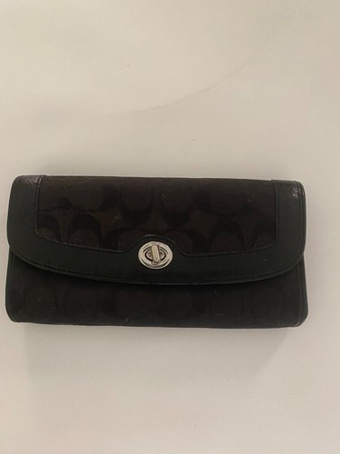 Coach Black 3 Fold With Chrome Turn Clasp Ladies Wallet | eBay