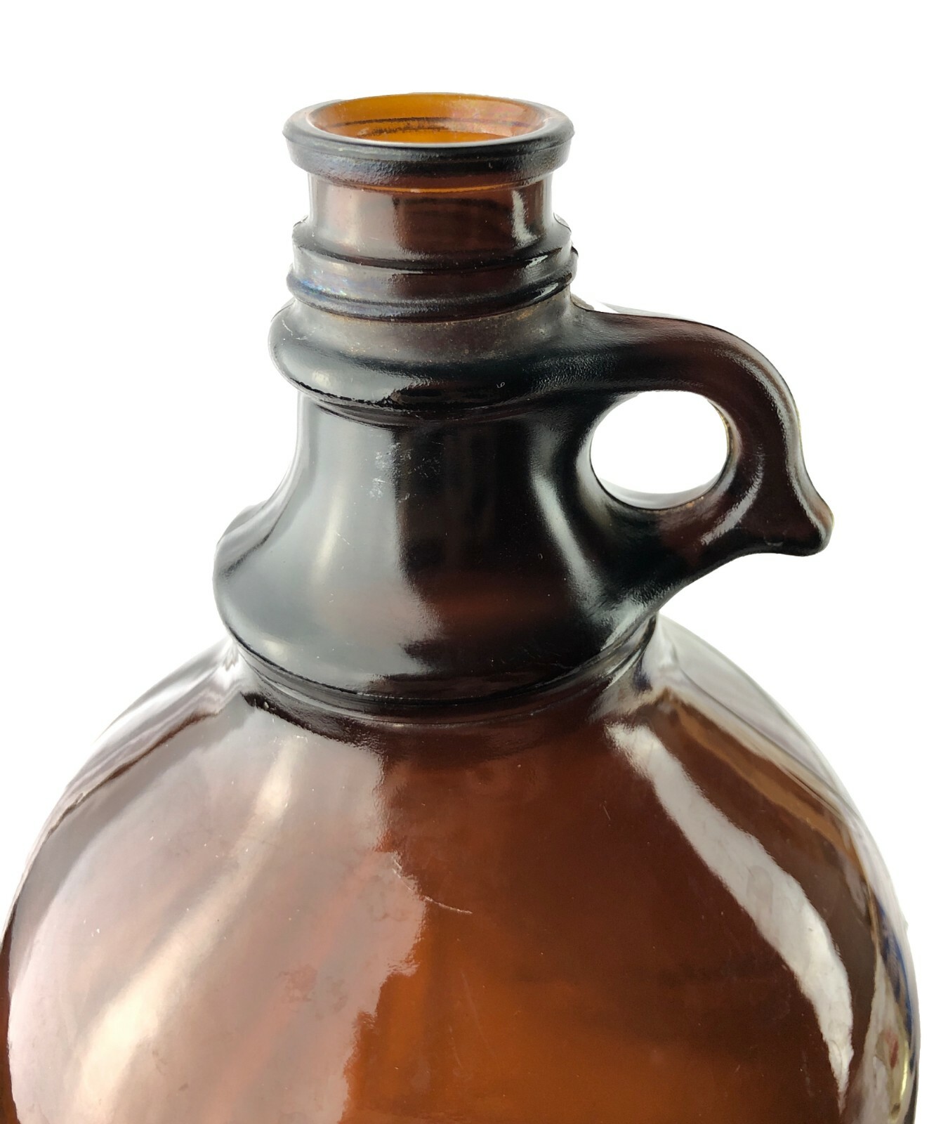 Vtg Brown Glass Gallon Jug Finger Loop Handle Fin. Pat. 184-991 LA-3800 ...