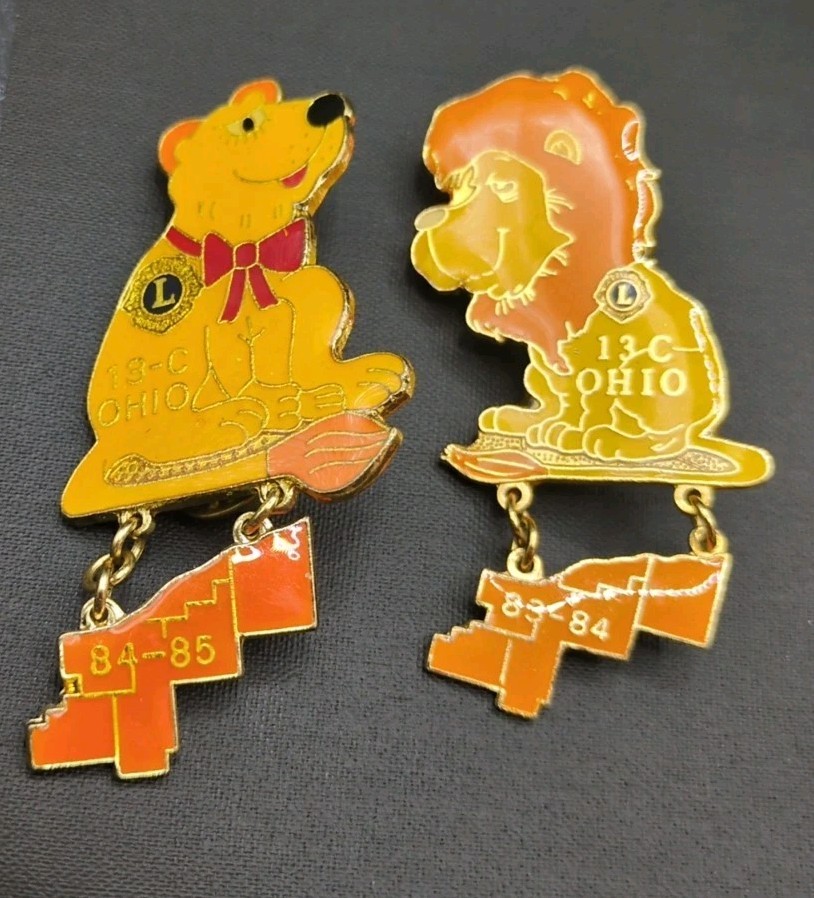 Vintage Ohio Lions Club Metal and Enamel Pins 1980s Includes Lioness ...