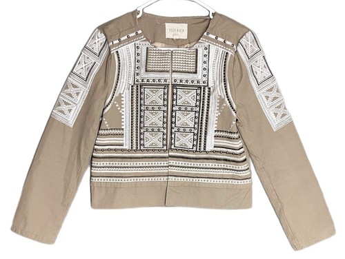 Anthropologie Moon River Embroidered Studded Women’s Blazer Jacket Size ...