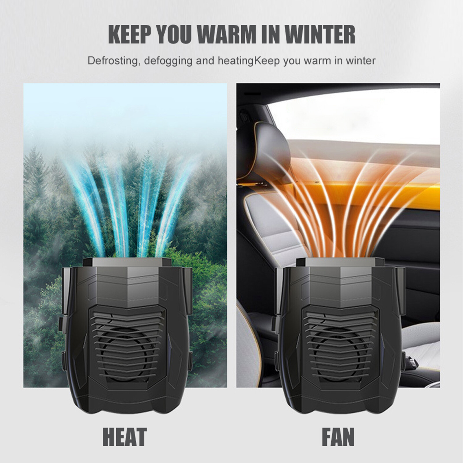 12V Car Heater Demister Defroster 150W Auto Heating Cooler Fan (Black ...