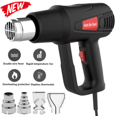 2000W Heat Gun Hot Air Gun Dual Temperature Settings + 4 Nozzles High ...