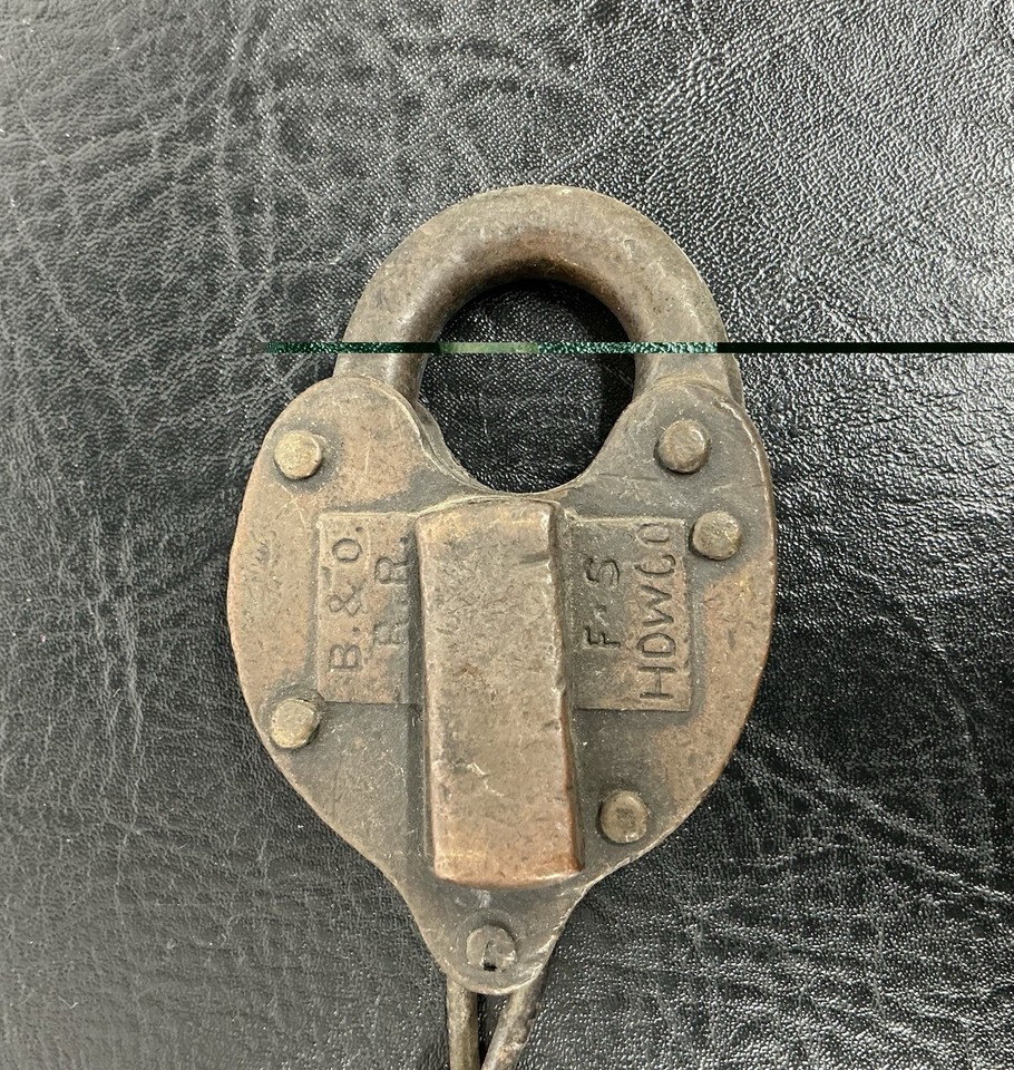 Antique Brass Baltimore & Ohio B&O RR Railroad Switch Lock w/Chain FS ...