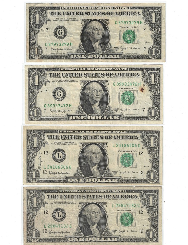 (10) 1963 B $1 Barr Notes G L Bills Dollars All Come With Protective ...