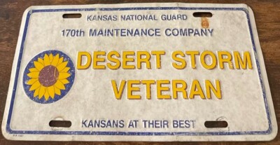 Kansas National Guard Booster License Plate 170th Maintenance Co Desert ...