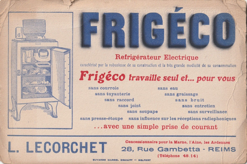 P119 ANCIEN BUVARD RARE FRIGECO Réfrigérateur Electrique vendu ...