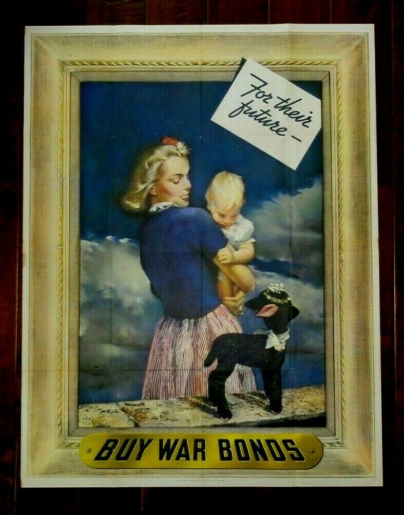 Huge WW2 Patriotic War Bonds Poster -- Pictures Mother and Child. | eBay