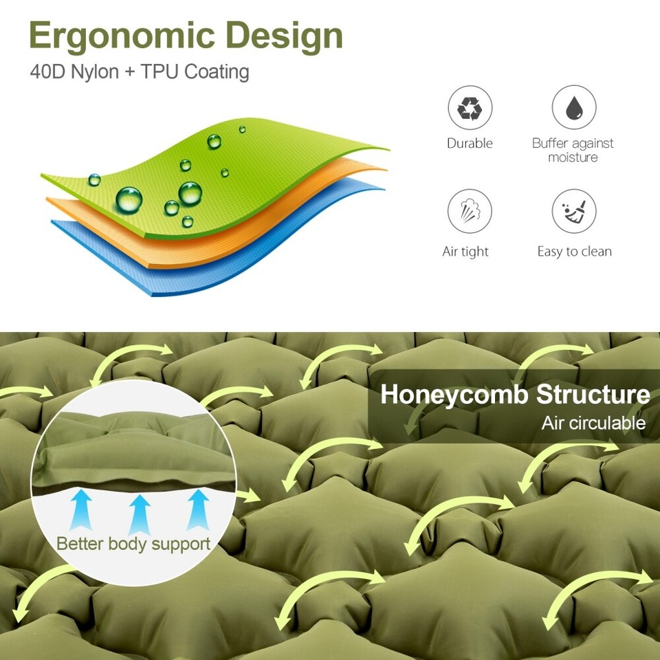 Camping Double Sleeping Pad Damp Proof Inflatable Sleeping Mat ...