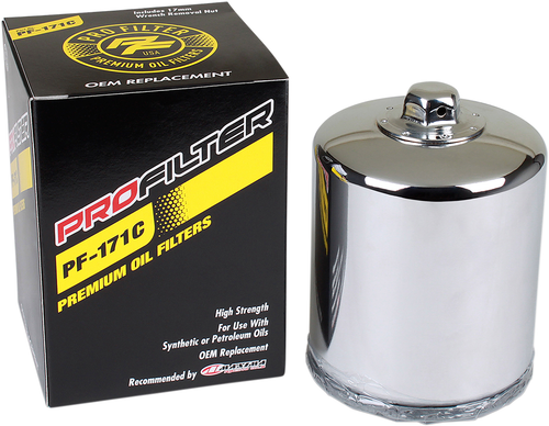 Pro Filter Oil Filter Chrome w/Nut Harley-Davidson Twin Cam & M8 99-23 ...