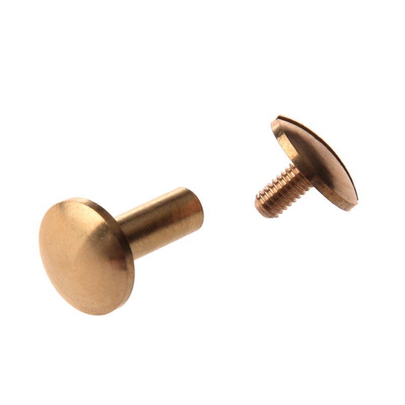 2X(10x Solid Brass Button Stud Screw Nail Screw back Leather Rivet ...