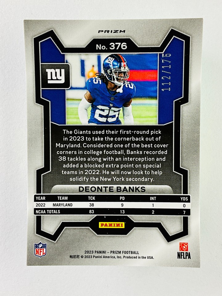 2023 Panini Prizm NFL Deonte Banks RC Green Hyper /175 | eBay