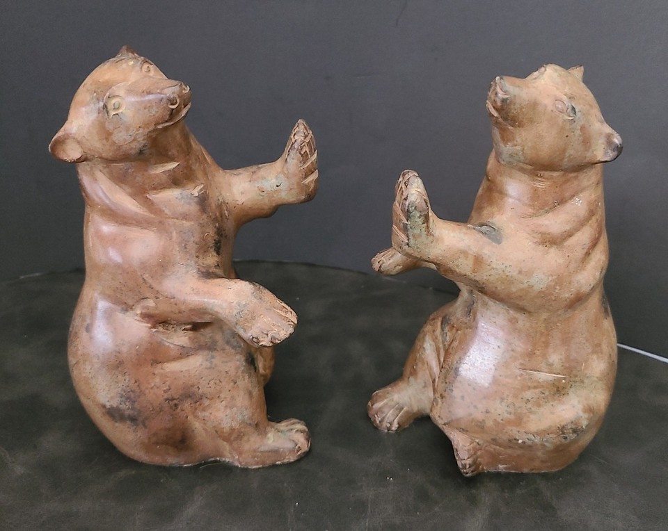 Vintage Cold Painted Cast Bronze Polar Bear Sculptural 7" Bookends ...