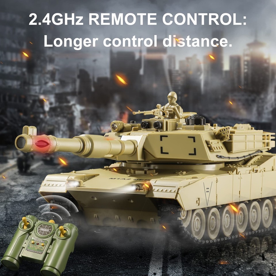 RC Military Tank Toy, US M1A2 Abrams Remote Control Army Tank with IR ...