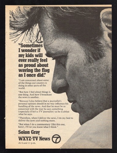 1970 WXYZ DETROIT NEWS TV AD~SOLON GRAY~NEWS REPORTER~Feel Proud To ...