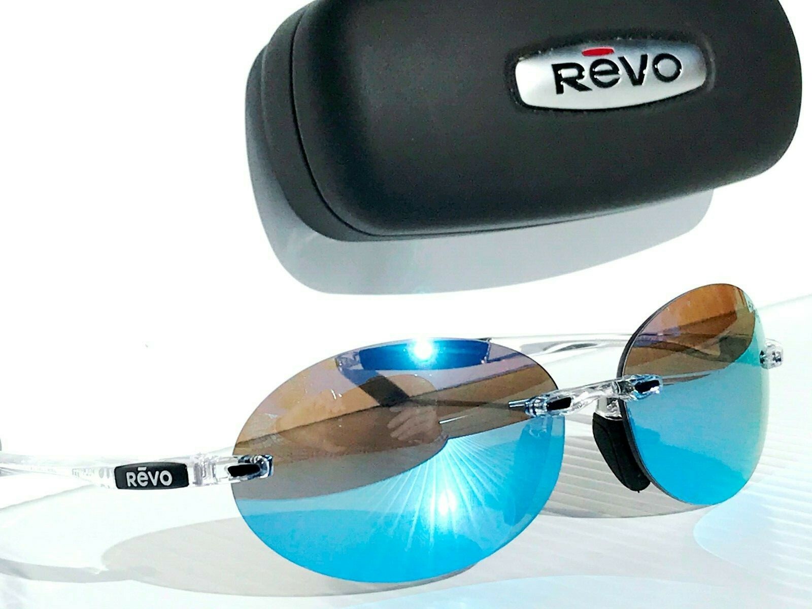 NEW* REVO DESCEND O Crystal Clear w BLUE POLARIZED Lens Sunglass 1168 ...