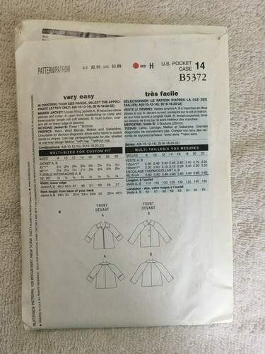 Butterick 3314 Pajamas Pants Shorts Top Pattern Plus Size 16 - 22 for ...