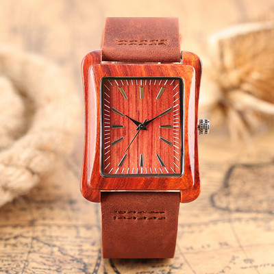 Hot Genuine Leather Strap Bamboo Nature Wood Women Men Wrist Watch Pin ...