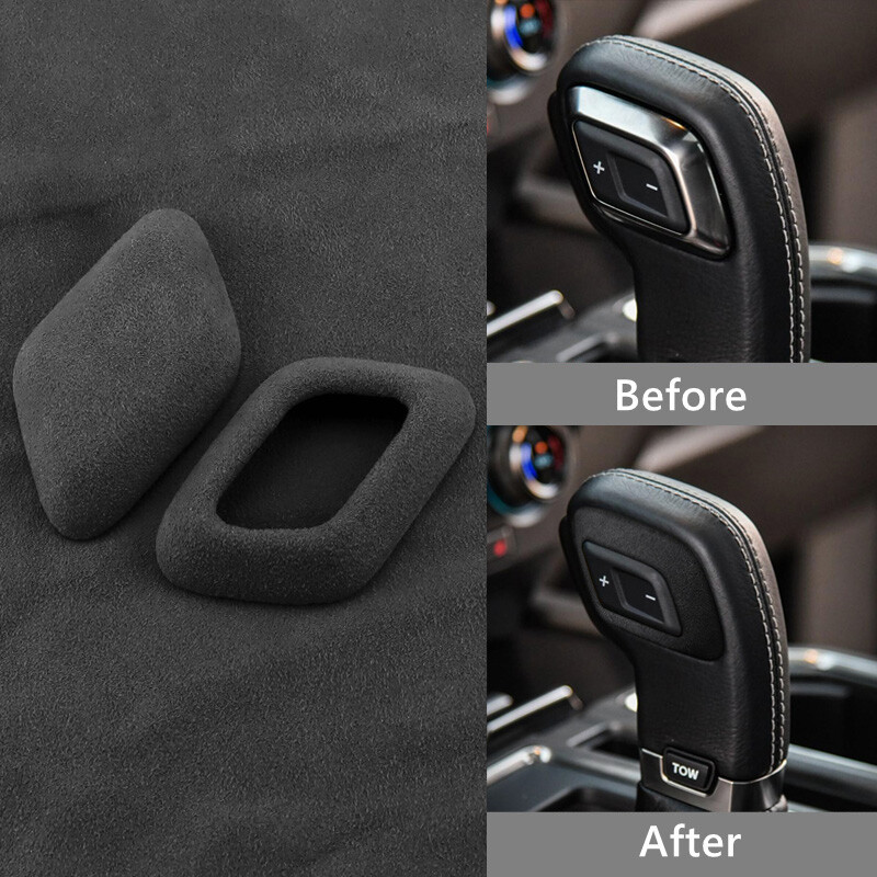 Gray Alcantara Car Gear Shift Knob Trim Cover For Ford F-150 Raptor ...