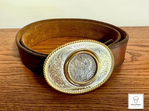 Montana Silversmith 1891 Silver Dollar Silverplate Buckle with Leather ...