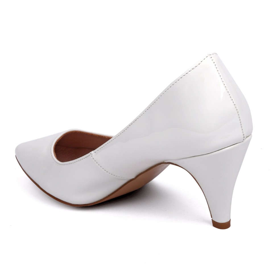 WHITE Size 8.5 Slip on Classic Pump Heel Casual Dressy Outfit Women's ...