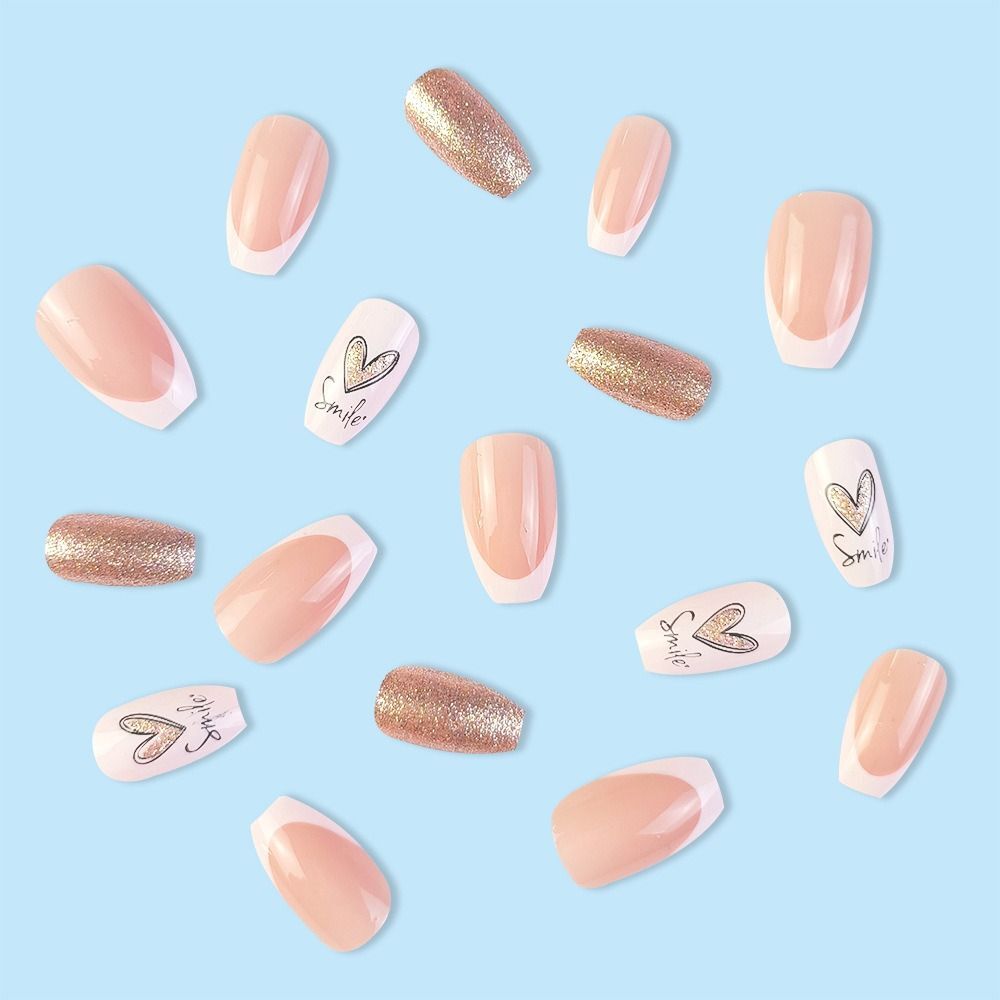 Full Cover Press On Nails Wearable Fake Nails Medium Length Coffin