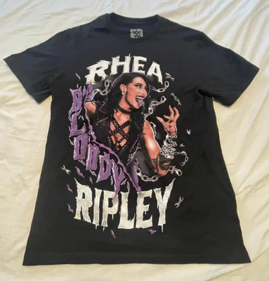 WWE Authentic Rhea Ripley Bloody Purple Chain Black T-Shirt New tags ...